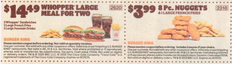 Burger King Coupons Codes & Promo Codes November 2025 | Free Food